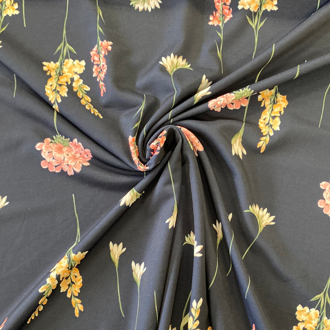Polyester Elastane Jersey - Roly Poly Flowers - £6.00 Per Metre - Sold ...