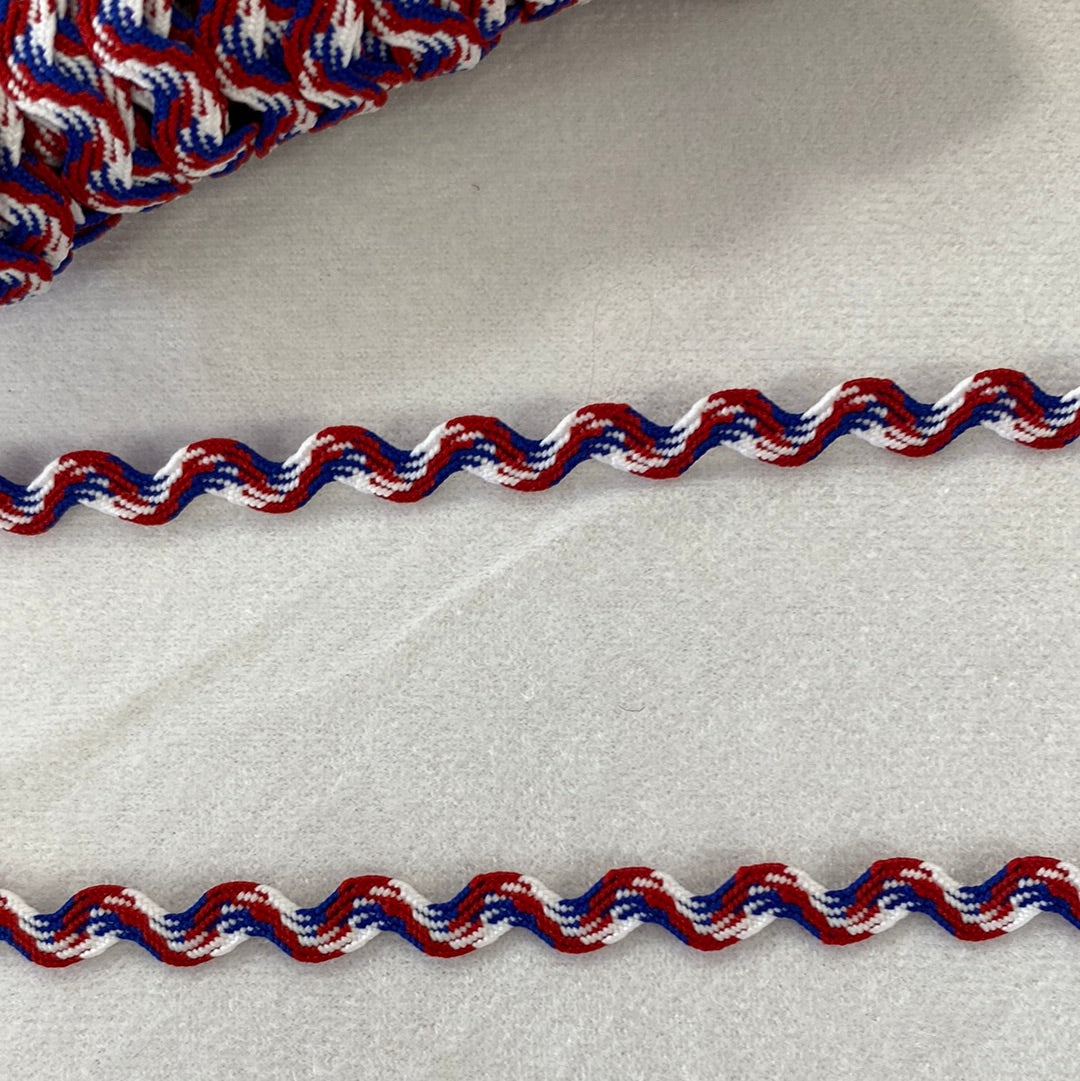 Ric Rac Trim - 9mm - Red, White & Blue - Coronation – Kayes Textiles